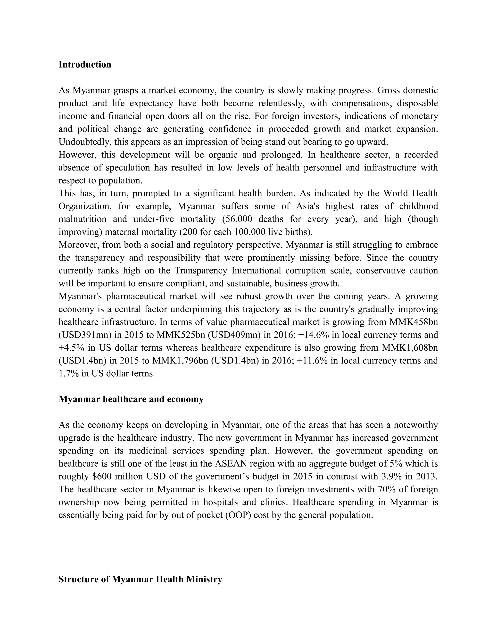 Healthcare services ; pharmaceutical market of myanmar | DOC