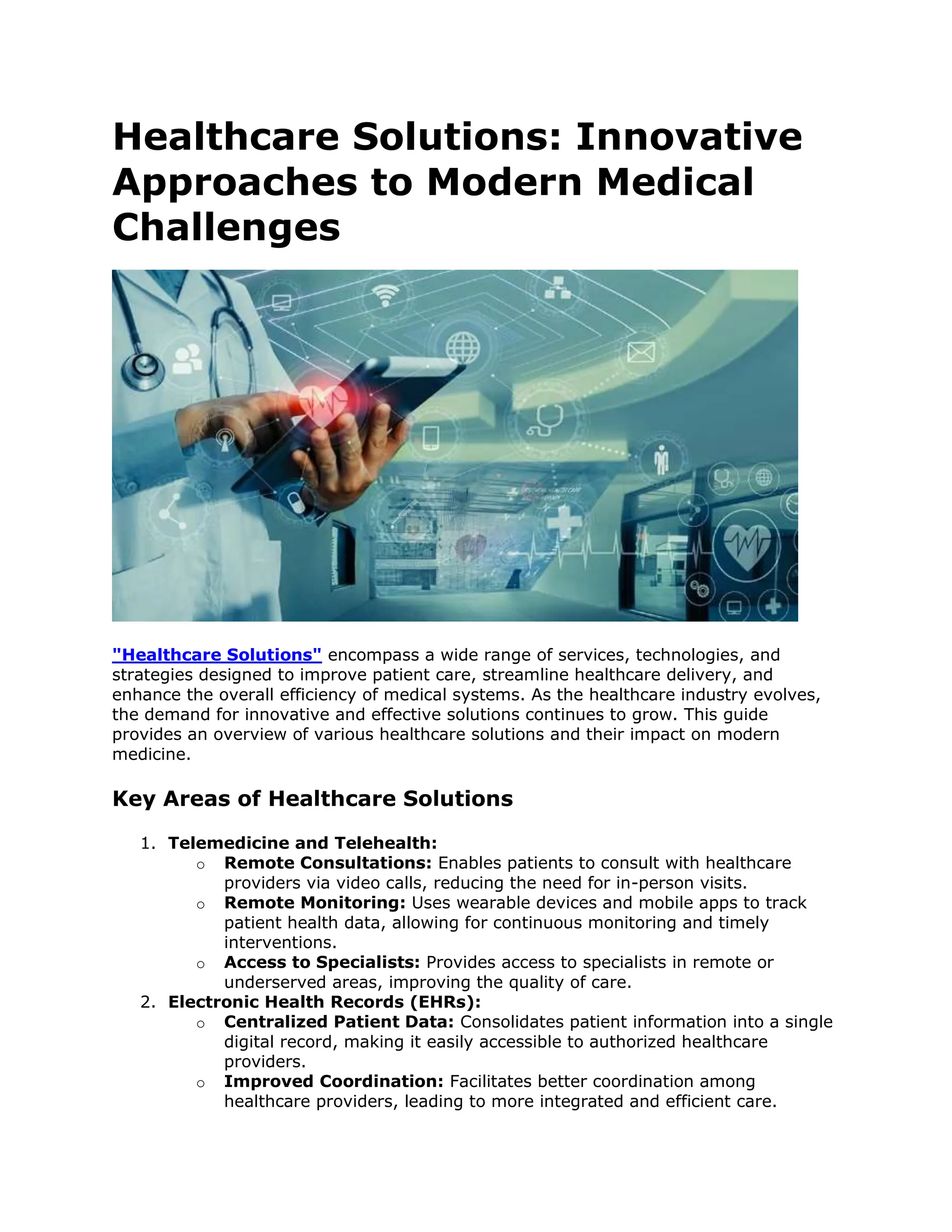 Healthcare Solutions: Innovative Approaches to Modern Medical ...