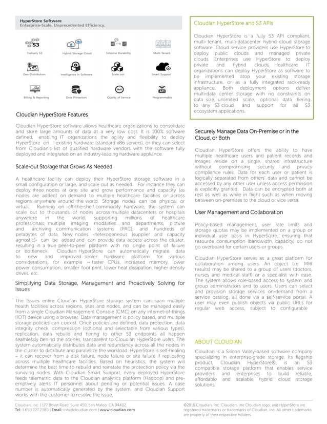 Cloudian HyperStore Enables Healthcare Data Storage | PDF