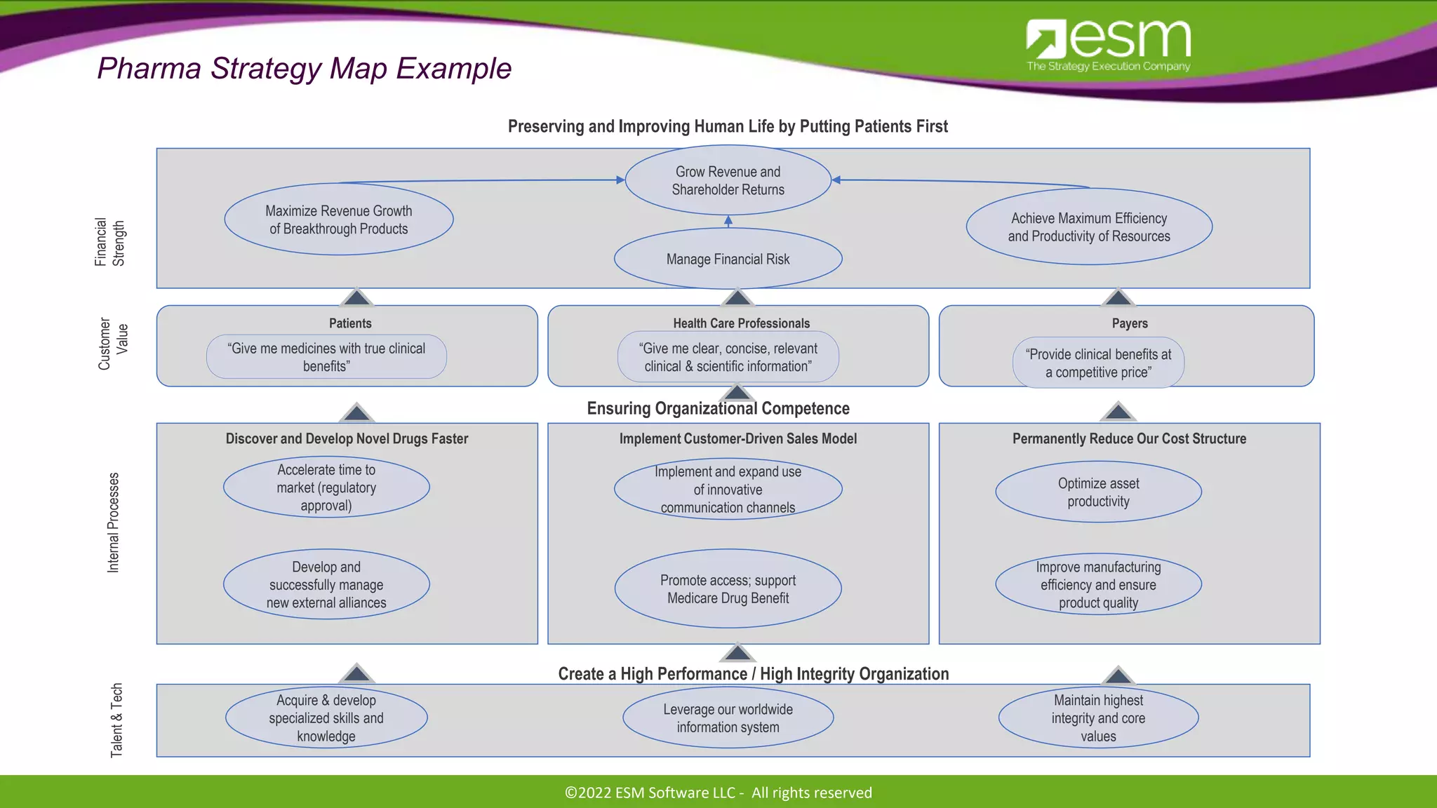 Healthcare Strategy Map Example | PPTX