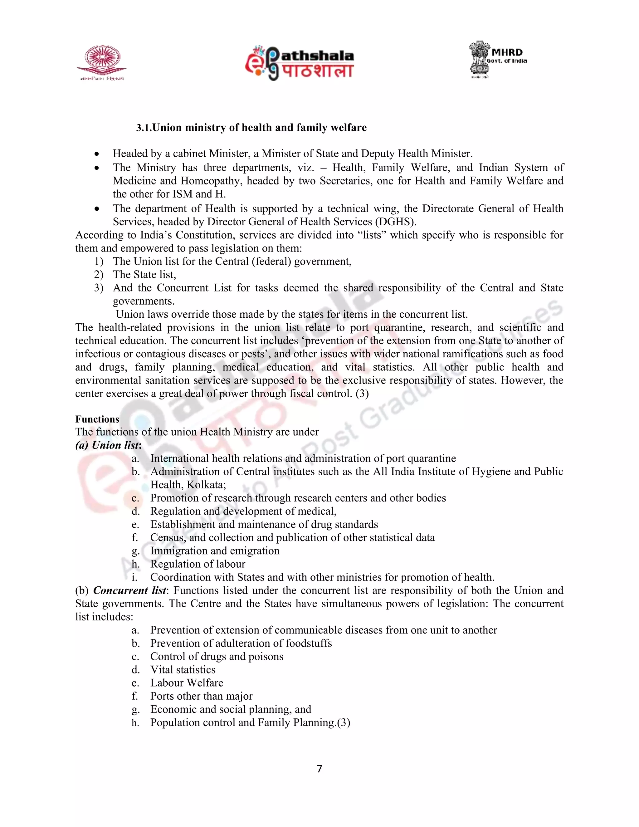 Health care system in india at central level | PDF