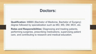 health care team in hospital memeber and their role.pptx