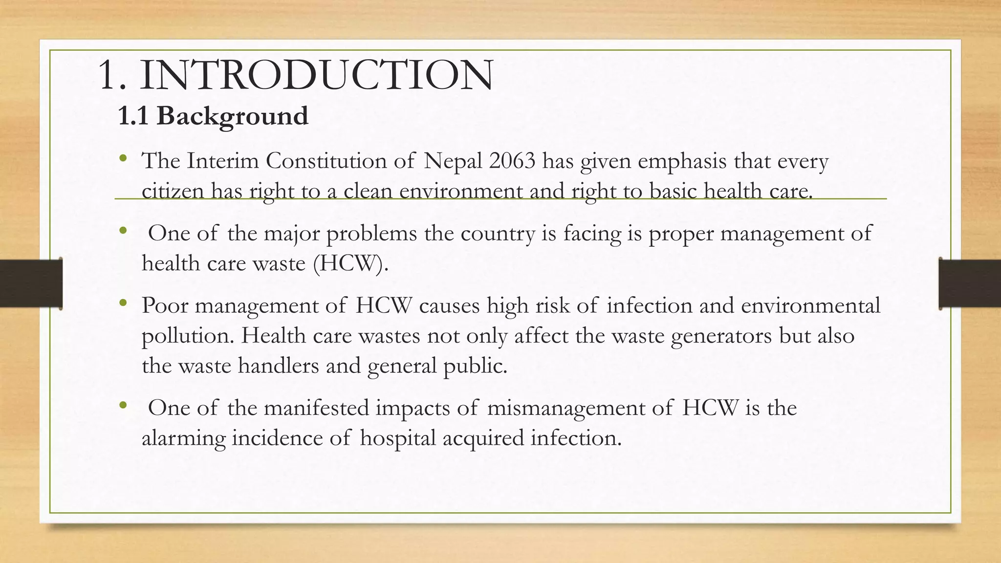 Health care waste management guideline 2014, Nepal | PPTX