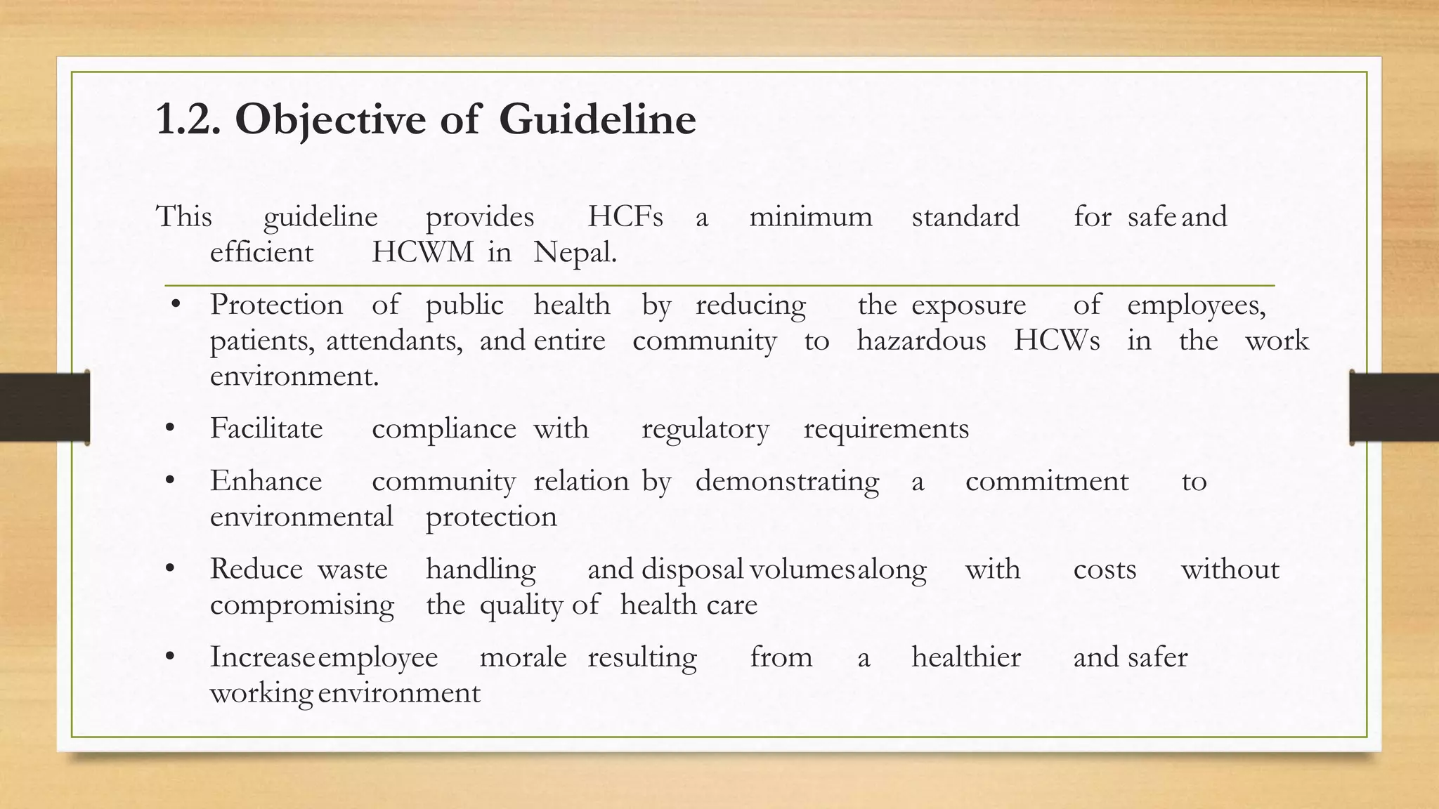 Health care waste management guideline 2014, Nepal | PPTX