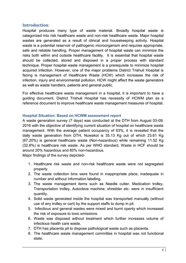 Healthcare Waste Management Plan- 2017 | PDF | Healthcare Industry ...