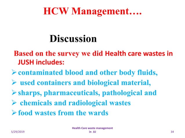 Health care waste management pptx | PPTX | Healthcare Industry | Industries