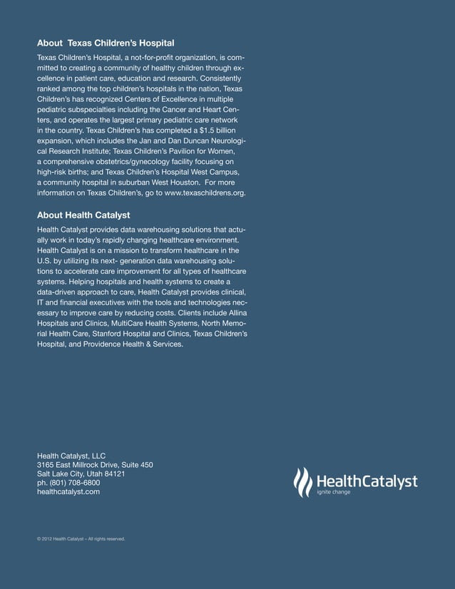 Healthcatalyst texaschildrens | PDF | Healthcare Industry | Industries