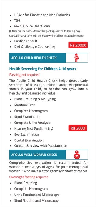 Indraprastha Apollo Hospitals Health Check UP | PDF