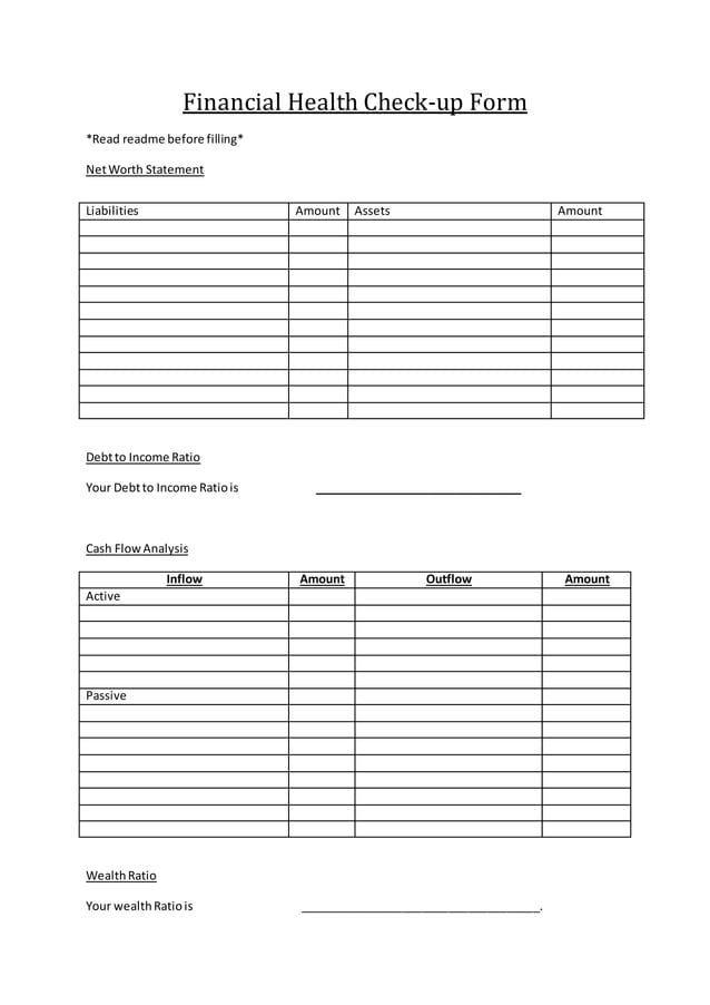 Health checkup form | DOCX