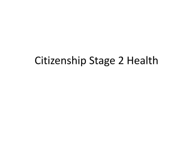 Health (citizenship stage 2) | PPT
