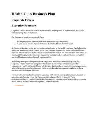 Health club business plan | DOC