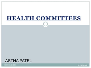 HEALTH COMMITTEES IN COMMUNITY HEALTH NURSING | PPTX