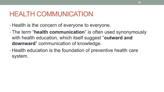HEALTH COMMUNICATION AND EDUCATION PPT.pptx | Medical Health
