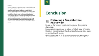 HEALTH, changing concepts of health and Different dimensions of health ...