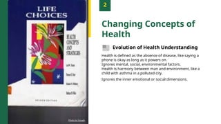 HEALTH, changing concepts of health and Different dimensions of health | PPT