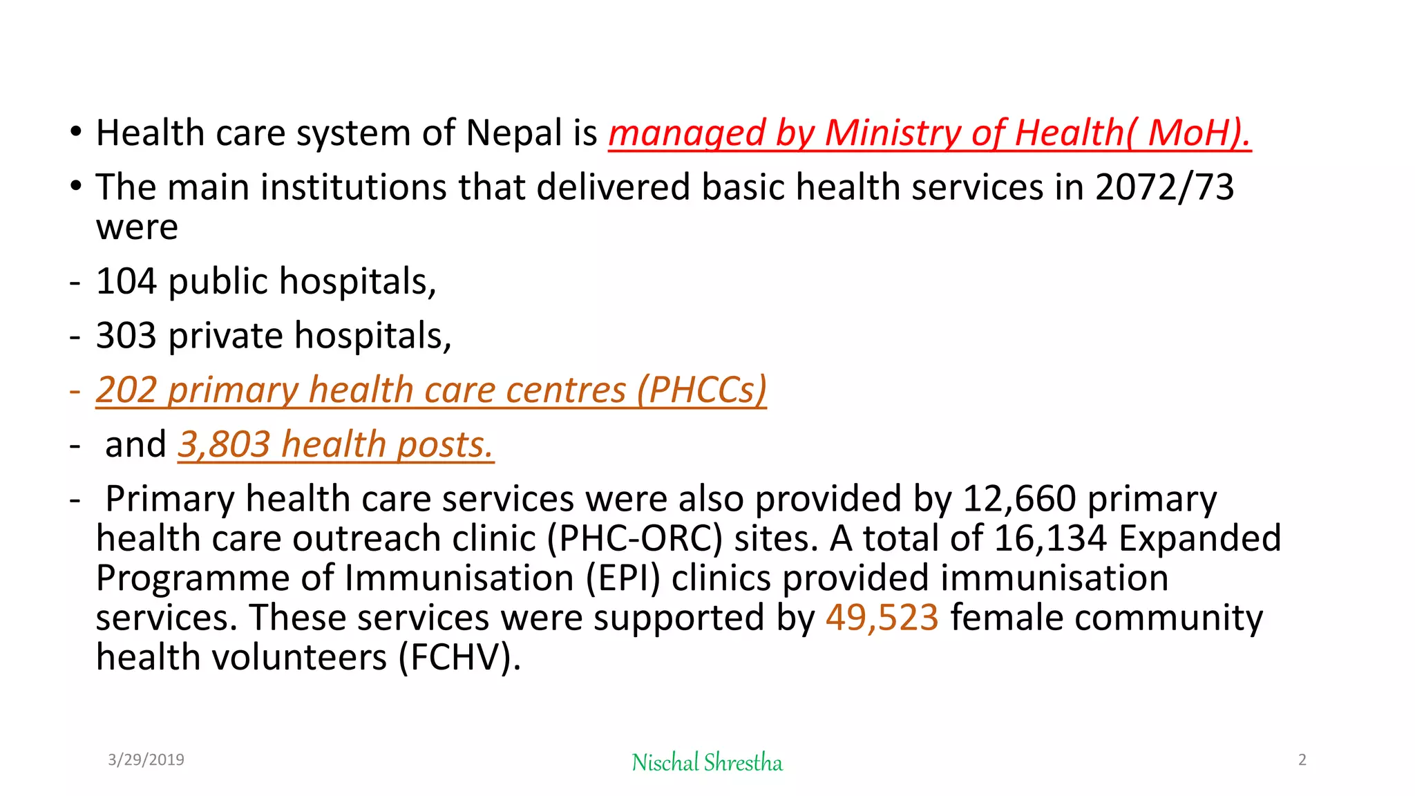 Health Care Delivery System in Nepal | PPTX