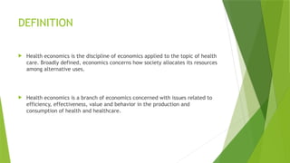 HEALTH ECONOMICS - IV BSC Community health | PPT
