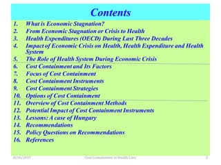 Typical Cost Containment Policies during Economic Stagnation | PDF