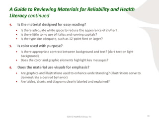 Applying a Health Literacy Lens to Learning Materials | PPTX ...