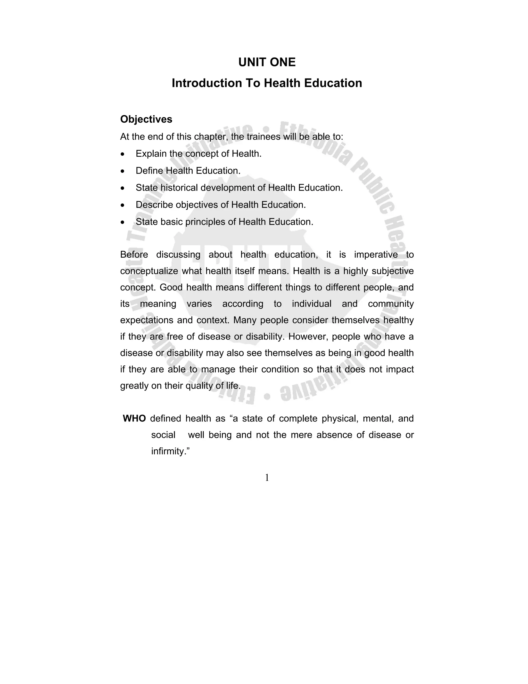Introduction to Health education | PDF