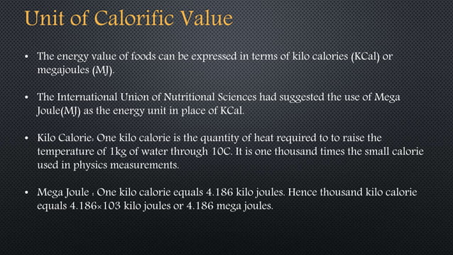 Calorific value and its significance | PPTX | Endocrine and Metabolic ...