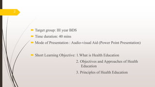 Health education | PPTX | Medical Health