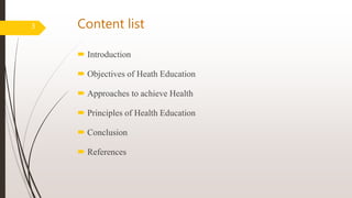 Health education | PPTX | Medical Health