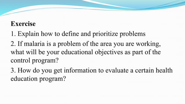 HEALTH EDUCATION Planning, Implementation And Evaluation Of Health ...