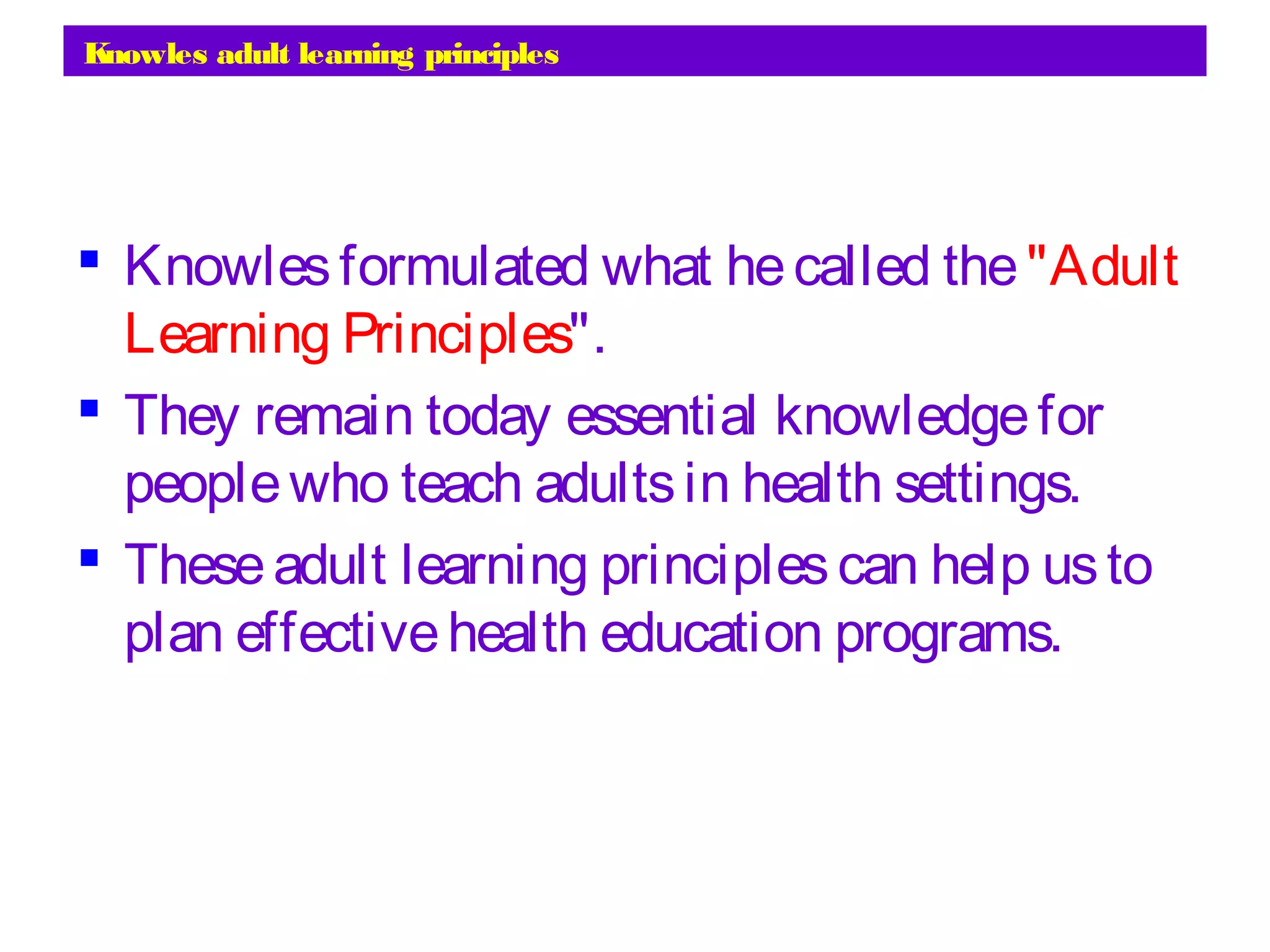 Health education and adults learning. | PPT