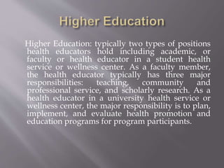 Health education career opportunities | PPT