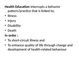 HEALTH EDUCATION Powerpoint PowerPoint ppt | PPTX