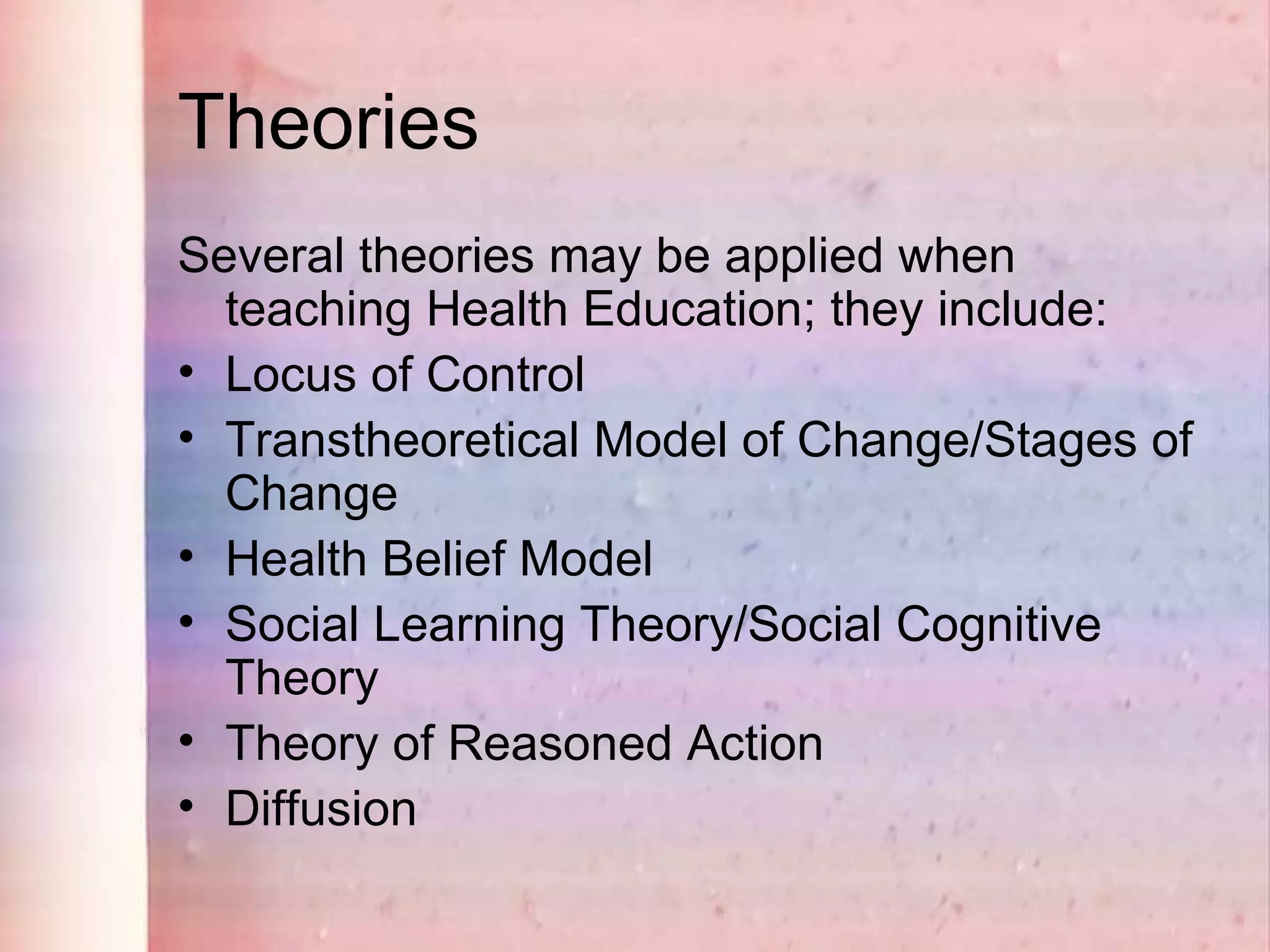 Health education theories | PPT
