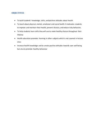 Health education report | DOCX