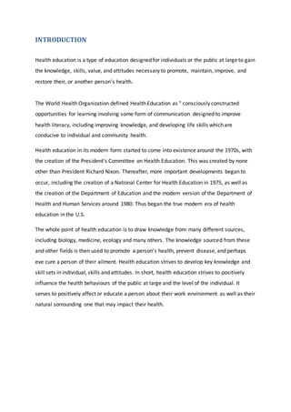 Health education report | DOCX
