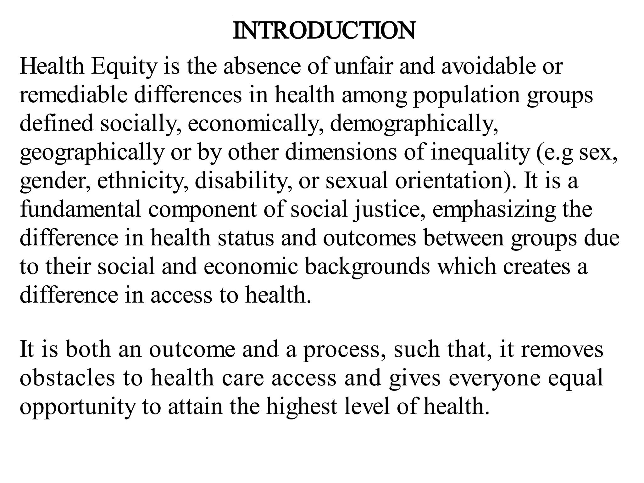 Health Equity and Health Disparities Explained | PDF