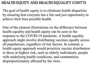 Health Equity and Health Disparities Explained | PDF