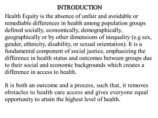 Health Equity and Health Disparities Explained | PDF