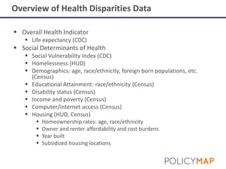 Health equity through data and mapping on PolicyMap | PPT