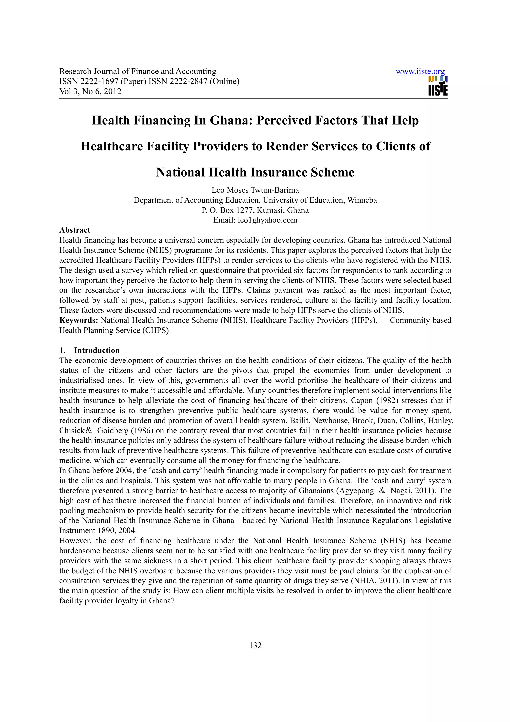 Health financing in ghana | PDF