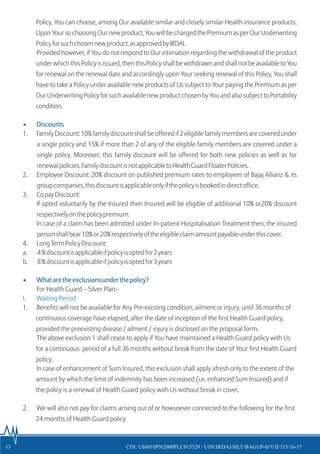 Bajaj Allianz Health Guard Insurance Policy | PDF