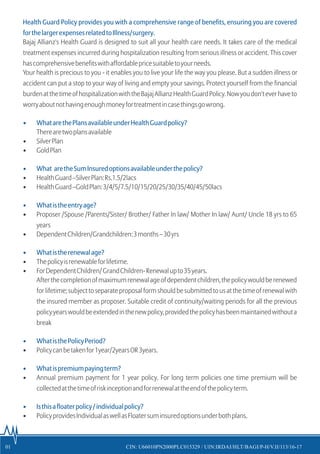 Bajaj Allianz Health Guard Insurance Policy | PDF
