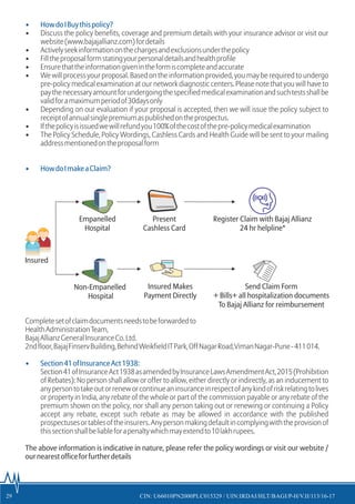 Bajaj Allianz Health Guard Insurance Policy | PDF