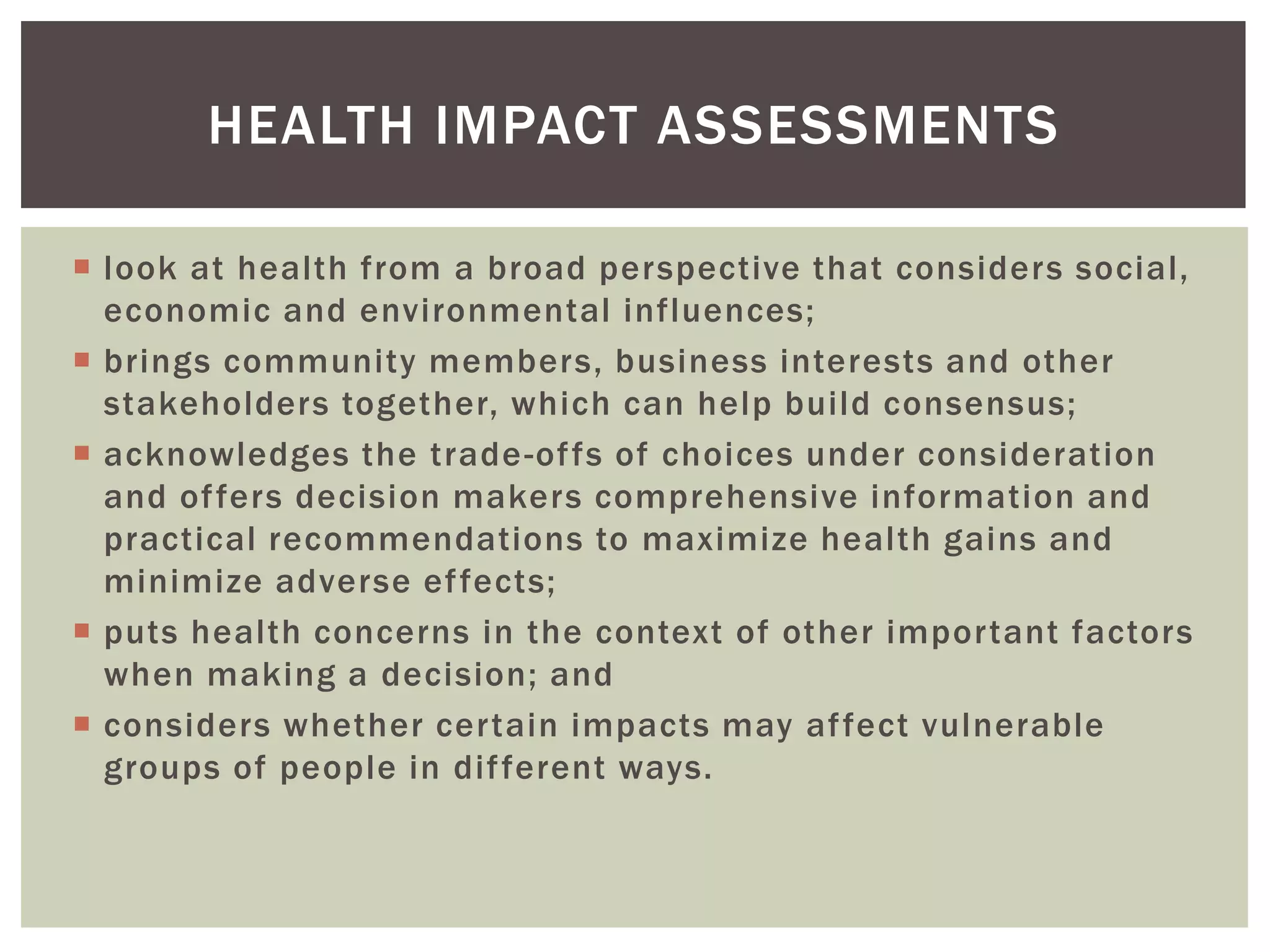 Health impact assessments | PPTX