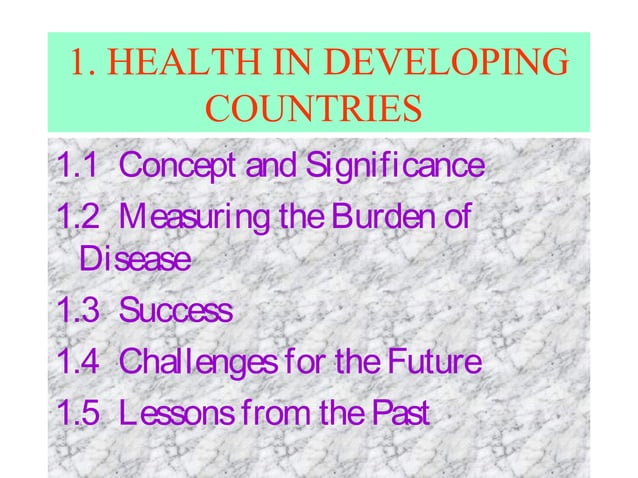 Health in Developing Countries | PPT