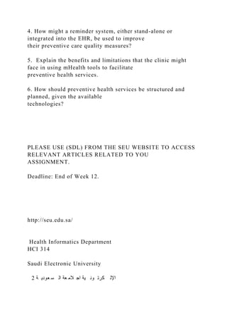 Health Informatics Department HCI 314 Saudi Electroni.docx | Healthcare ...