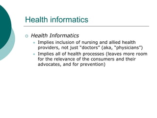 Health Informatics Education Workshop | PPTX | Technology & Computing