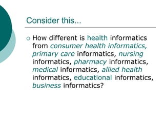 Health Informatics Education Workshop | PPT