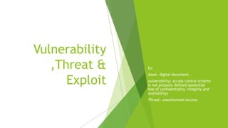 Health information security 3 vulnerability threat and risk | PPTX