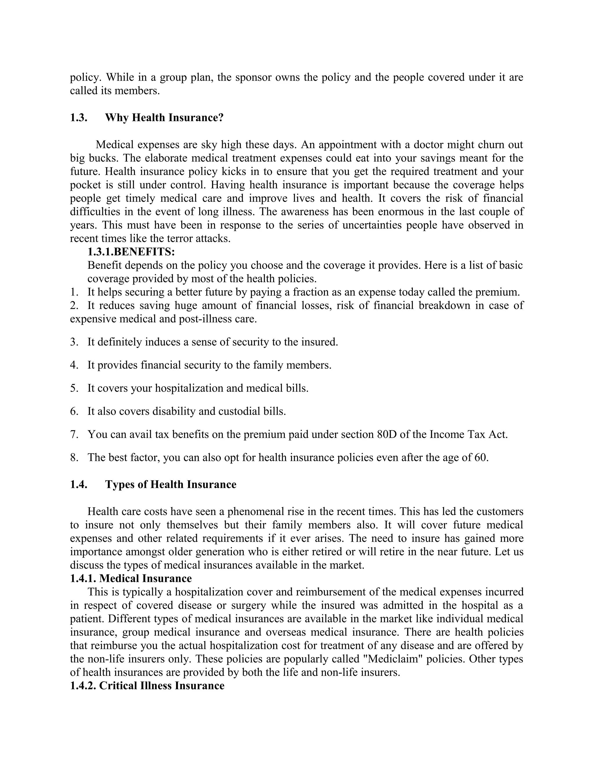 Health insurance an overview | DOC