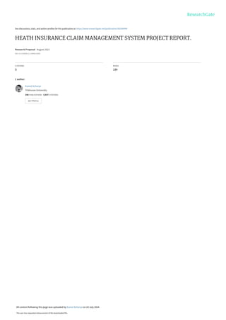 HEATH INSURANCE CLAIM MANAGEMENT SYSTEM PROJECT REPORT. | PDF